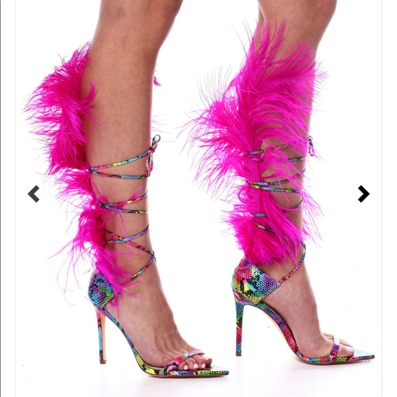Azalea Wang | Shoes | Azalea Wang Snake Lace Up Feather Heel | Poshmark